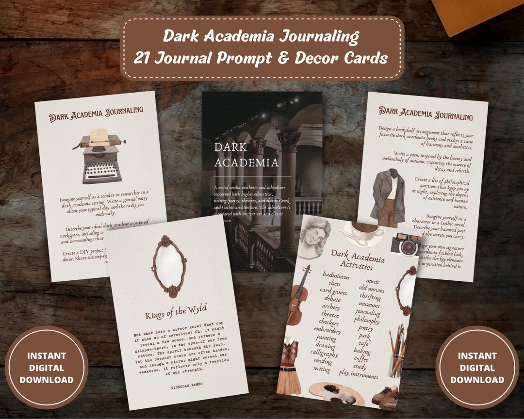 Dark Academia Aesthetic Journal Cards, Journal Prompts, Journaling ...