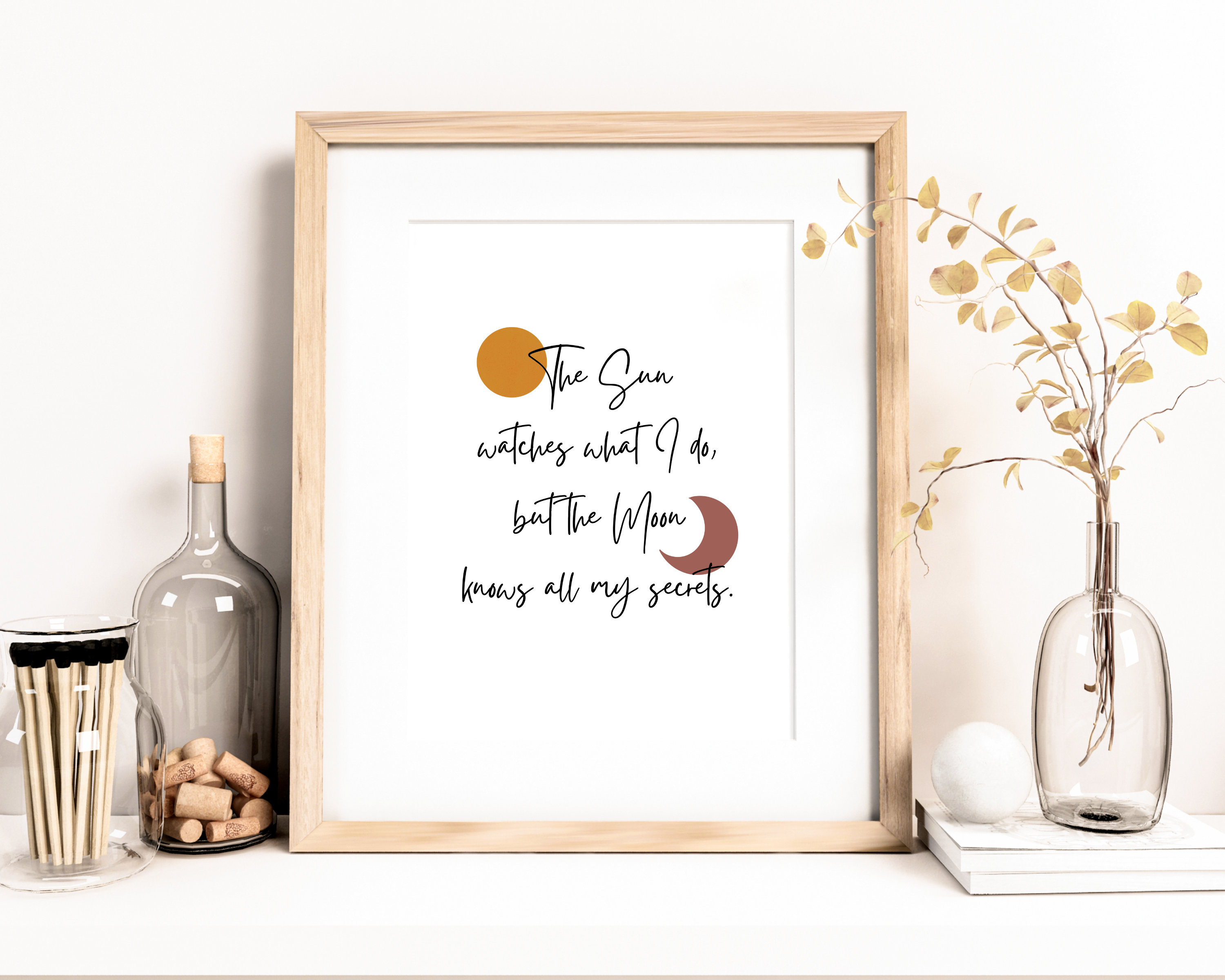 Boho Quote Art, Sun and Moon Print, Aesthetic Quote, Hippie Room Decor ...