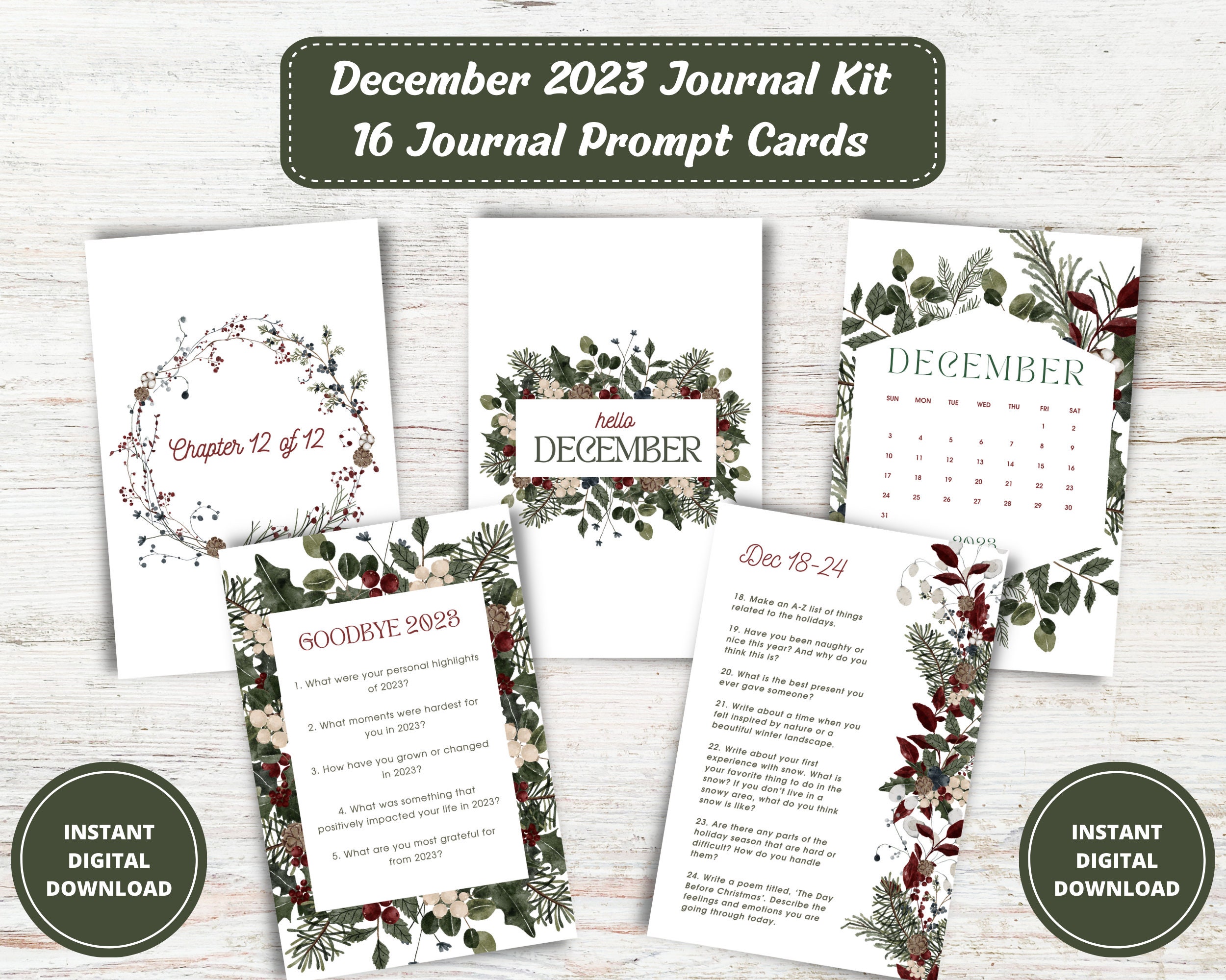 December 2023 Journal Prompts, Monthly Journal Kit, Writing Prompts ...
