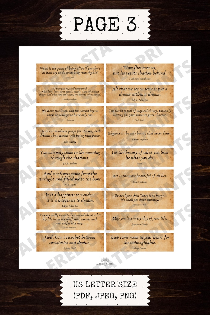Vintage Junk Journal Quotes, Printable Sentiments, Aesthetic Journal ...