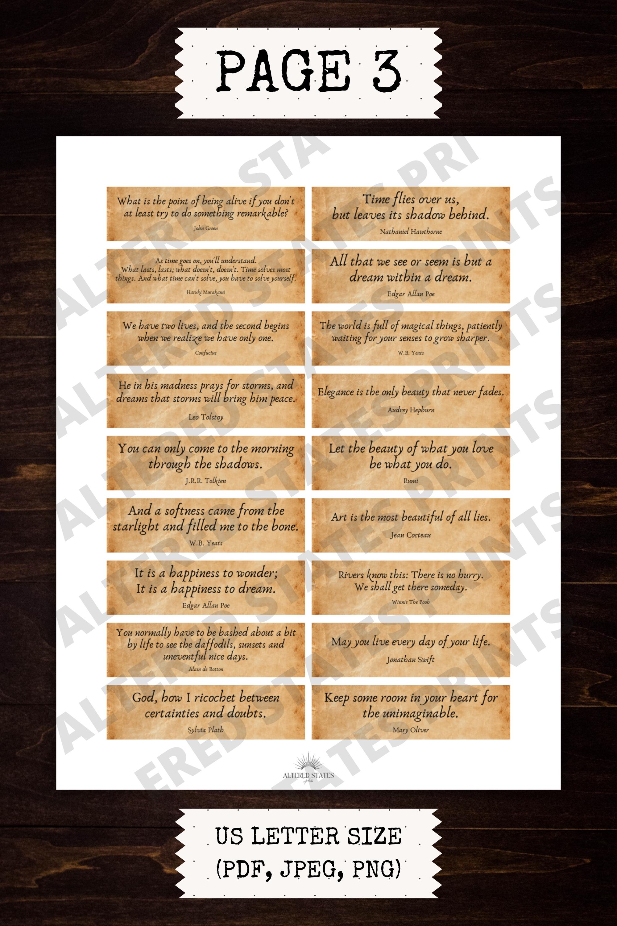 Vintage Junk Journal Quotes, Printable Sentiments, Aesthetic Journal ...