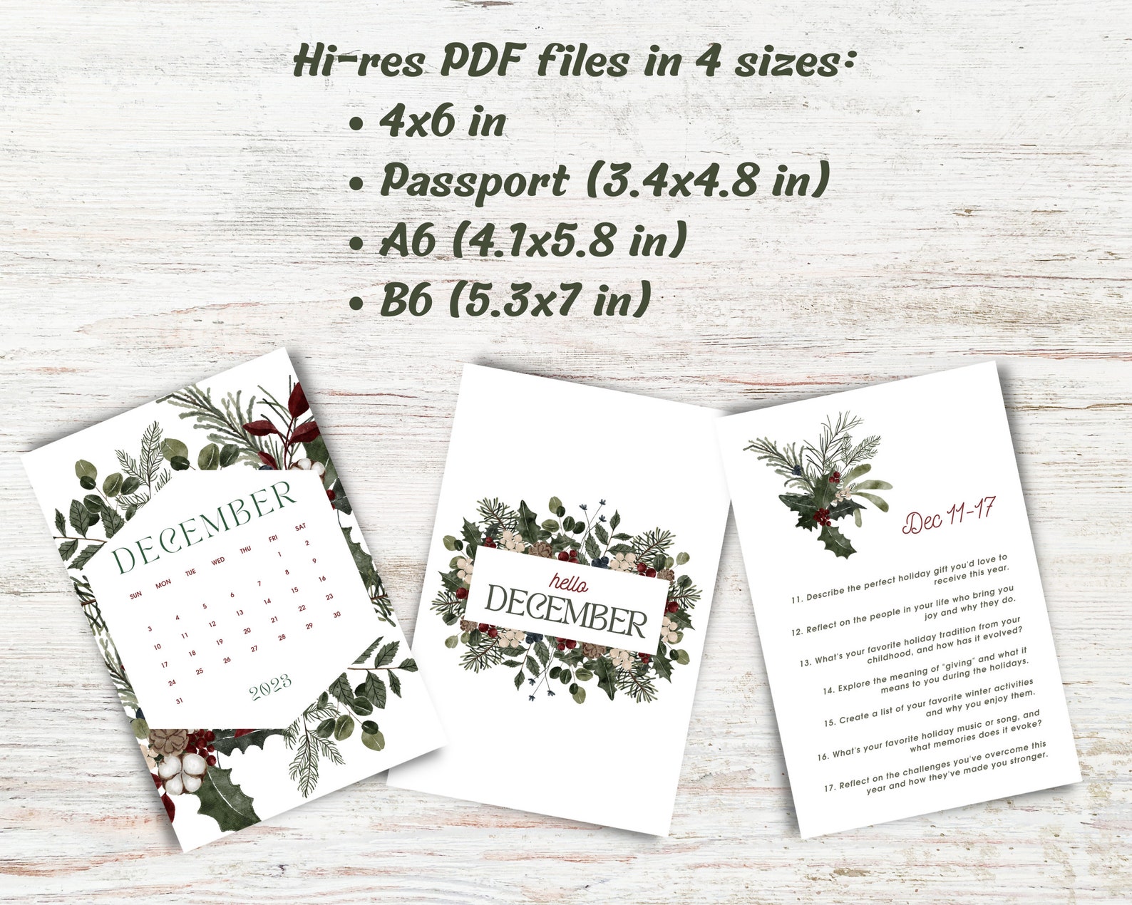 December 2023 Journal Prompts, Monthly Journal Kit, Writing Prompts ...