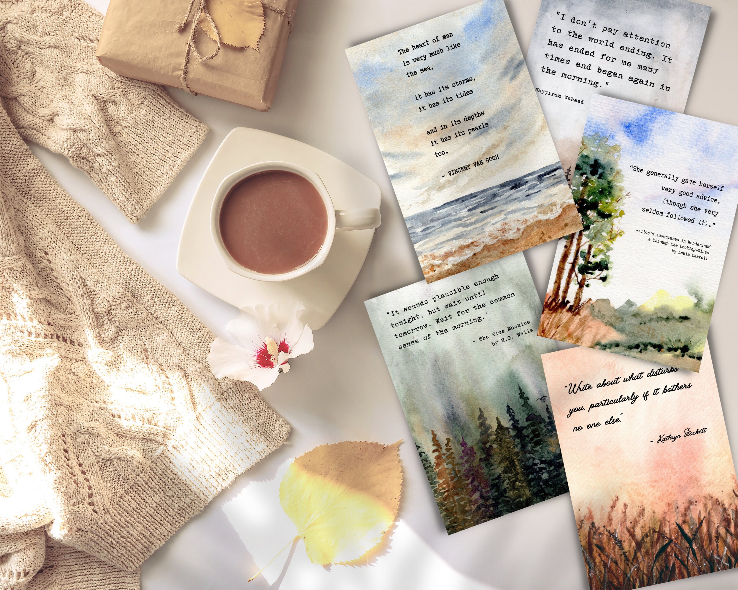 Watercolor Landscape Journal Cards Literature Quotes - Etsy