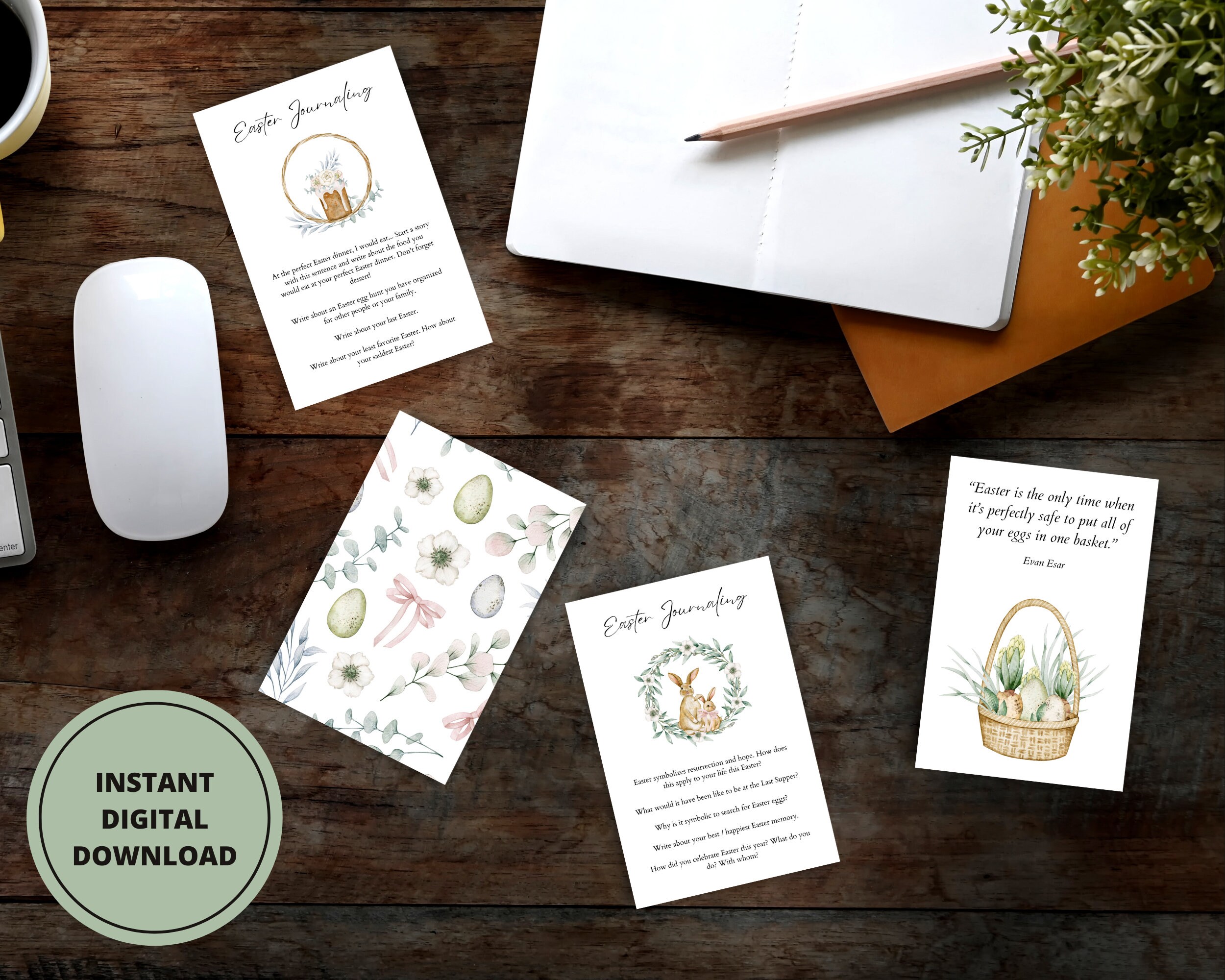 Easter Printable Journal Prompts, Writing Prompts, Watercolor Easter ...
