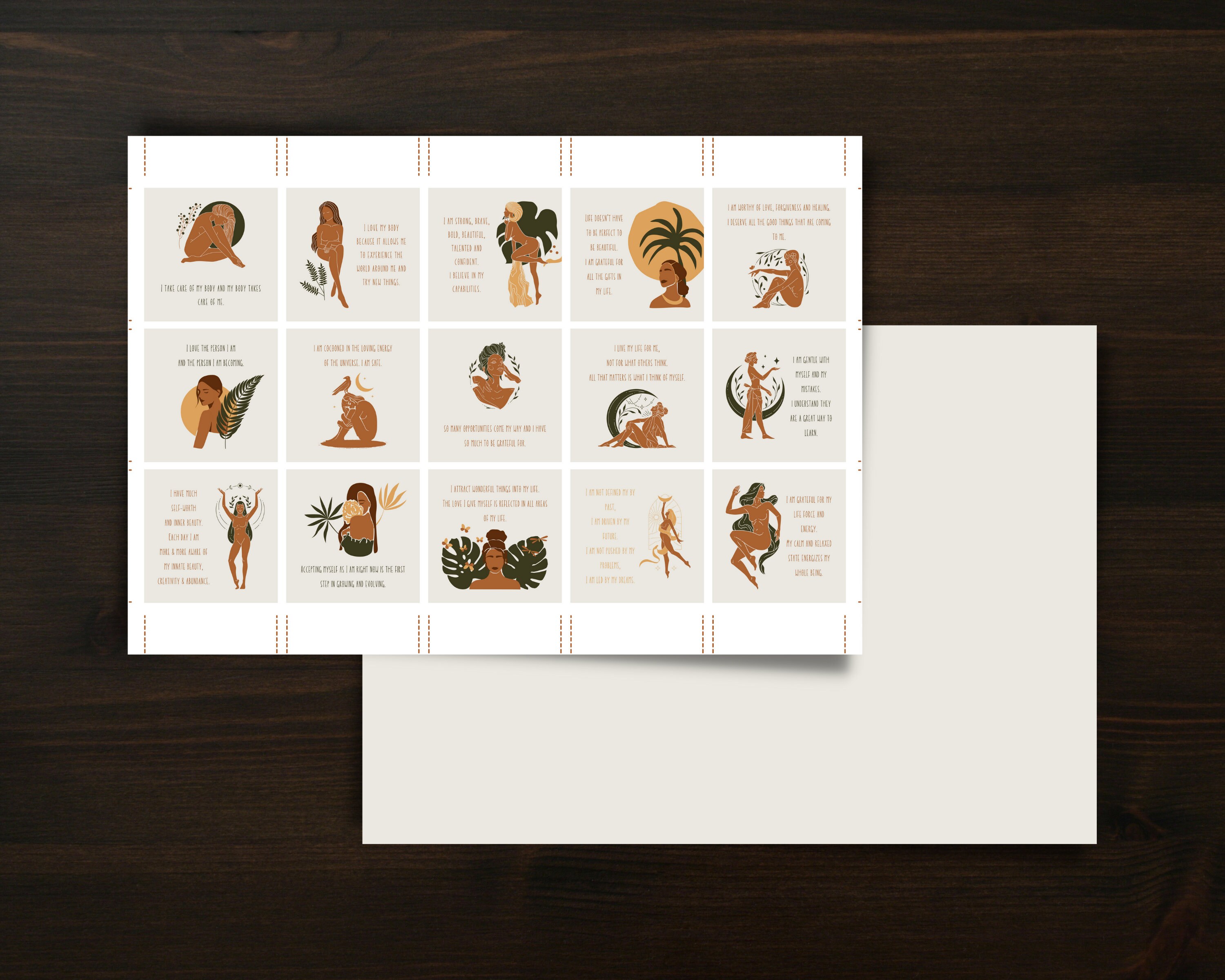 60 Boho Affirmation Cards for Self Love & Body Positivity, Printable ...