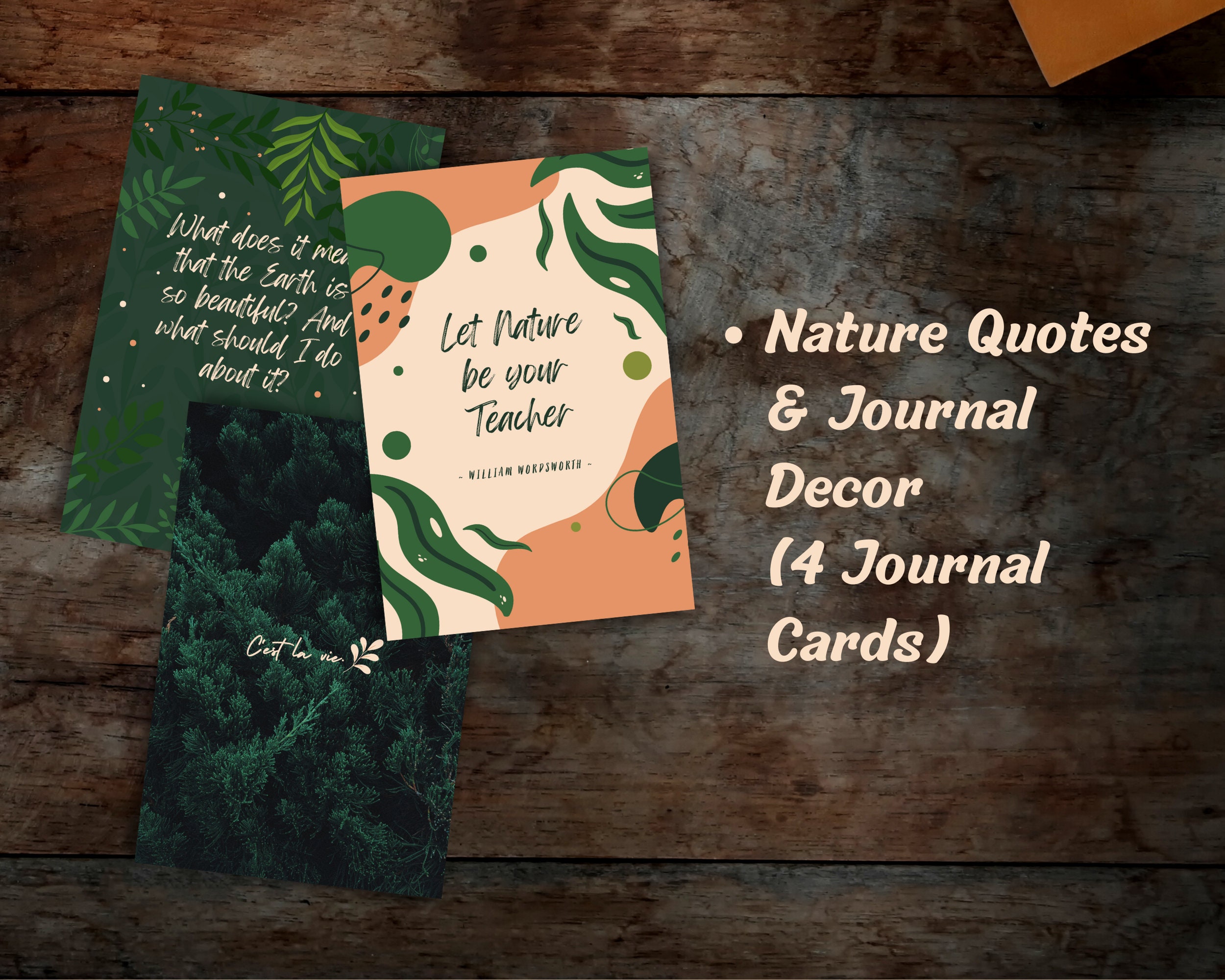 Nature Journal Prompts, Nature Inspired Journal Cards, Botanical ...