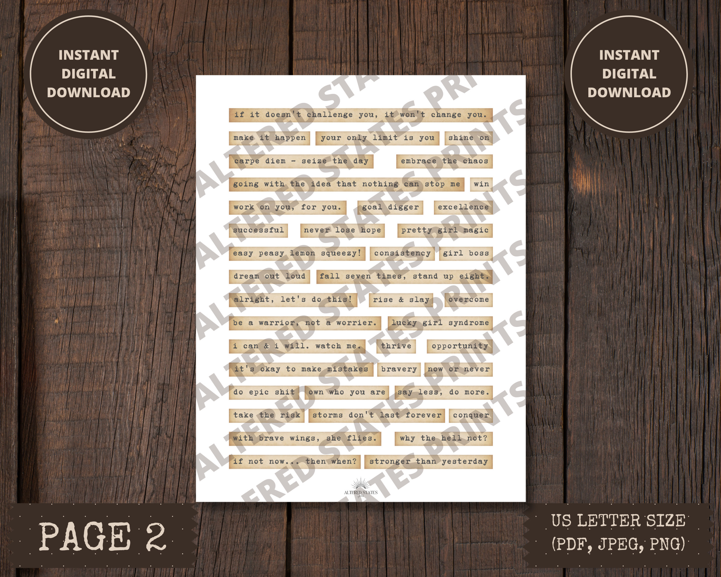 Motivational Phrases, Printable Words, Collage Words, Word Strips ...