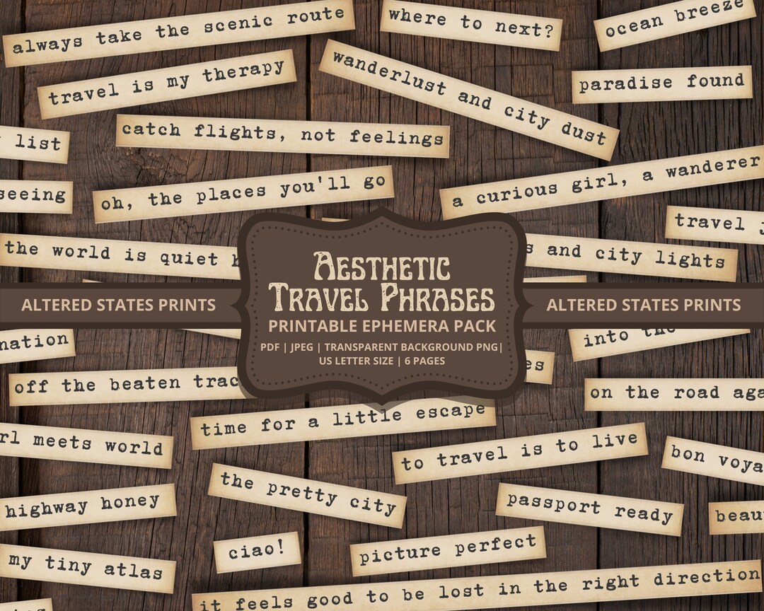 Travel Journal, Journal Words, Digital Words, Printable Words, Word Cut ...