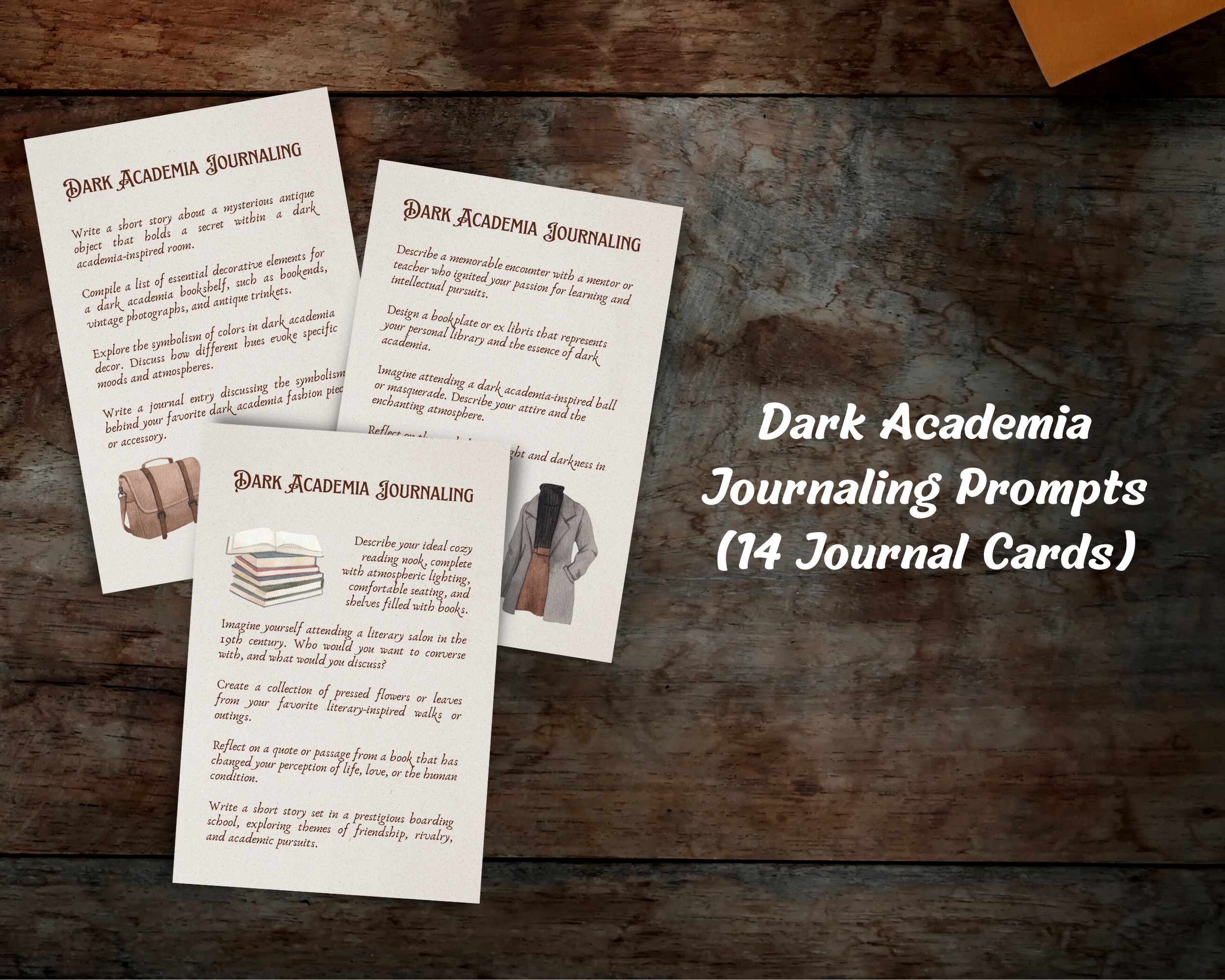 Dark Academia Aesthetic Journal Cards, Journal Prompts, Journaling ...