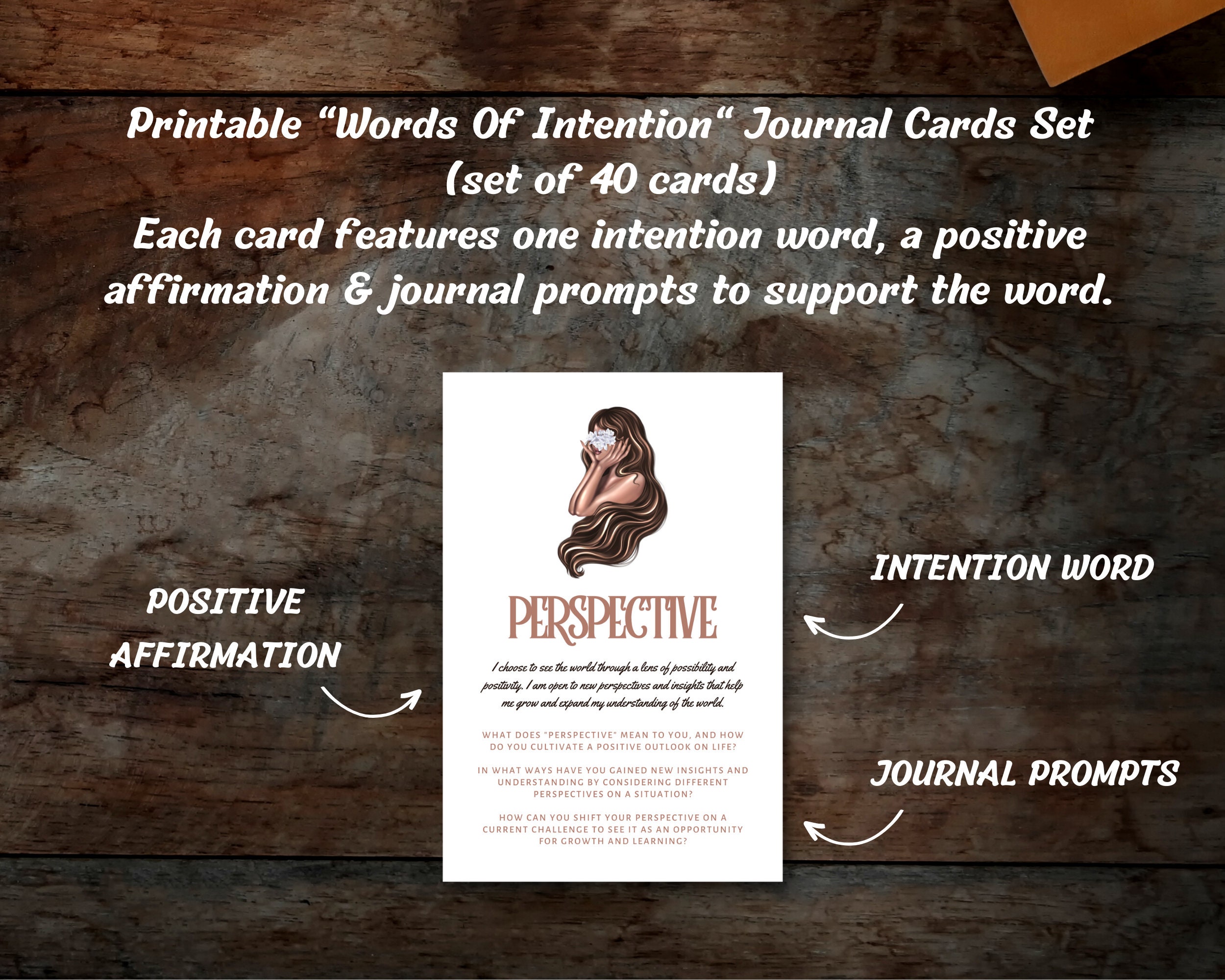 Intention Journal Prompts: 40 Printable Affirmation Cards (digital ...