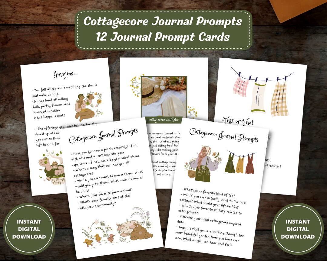 Cottagecore Journal Prompts, Cottagecore Theme Journal Kit, Writing ...