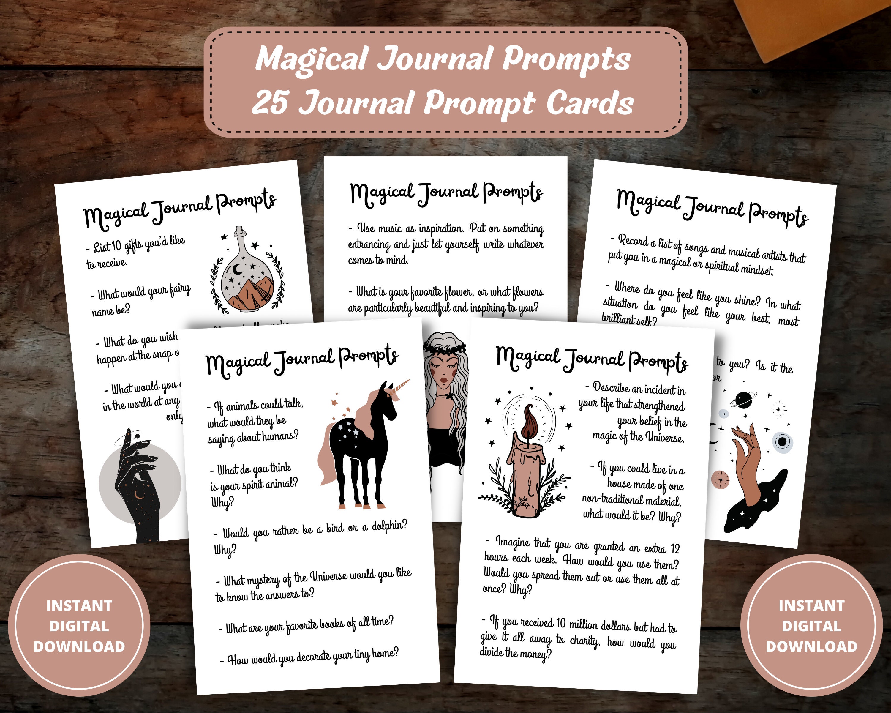 Journal Prompts, Journal Prompt Cards, Whimsical, Magical Journal ...