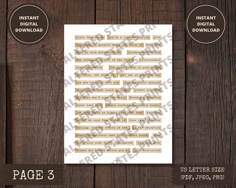 Motivational Phrases, Printable Words, Collage Words, Word Strips ...