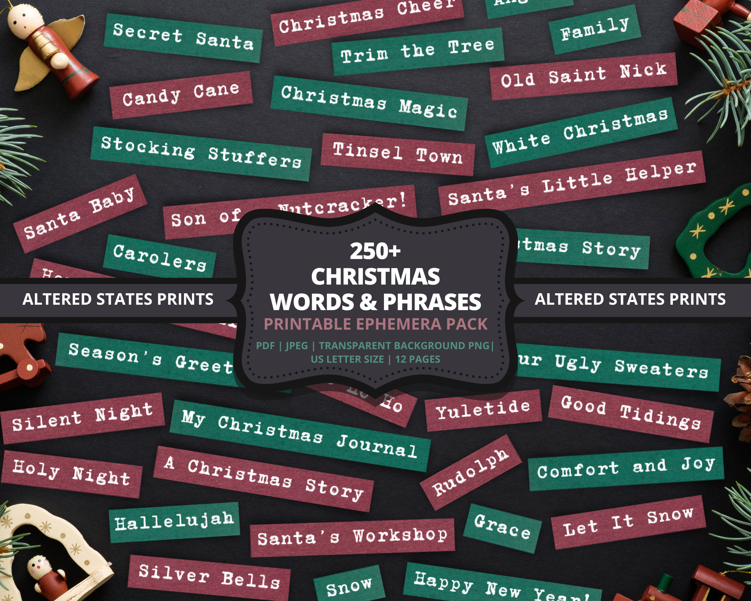 Christmas Words & Phrases, Printable Words, Word Strips, Christmas ...