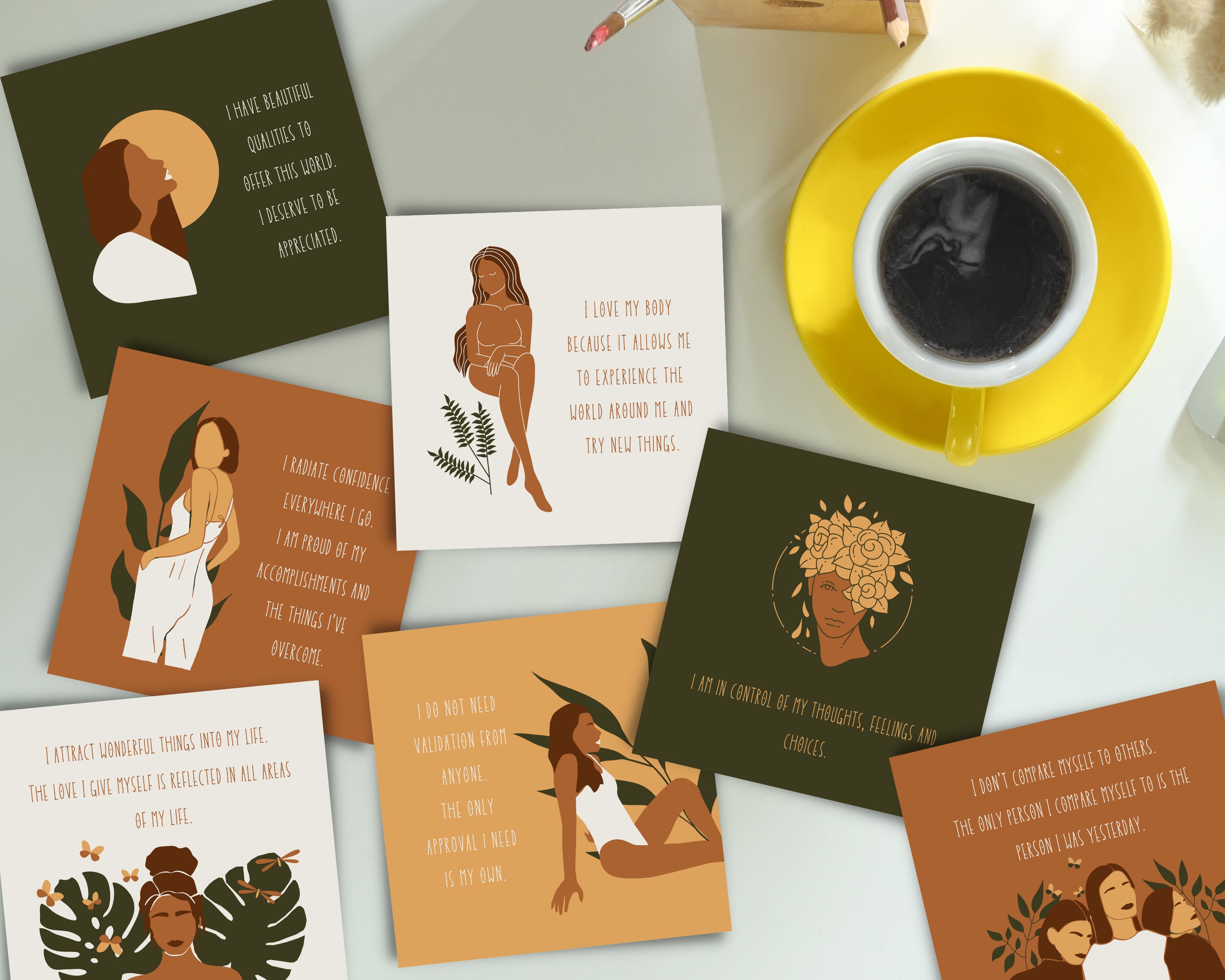 60 Boho Affirmation Cards for Self Love & Body Positivity, Printable ...