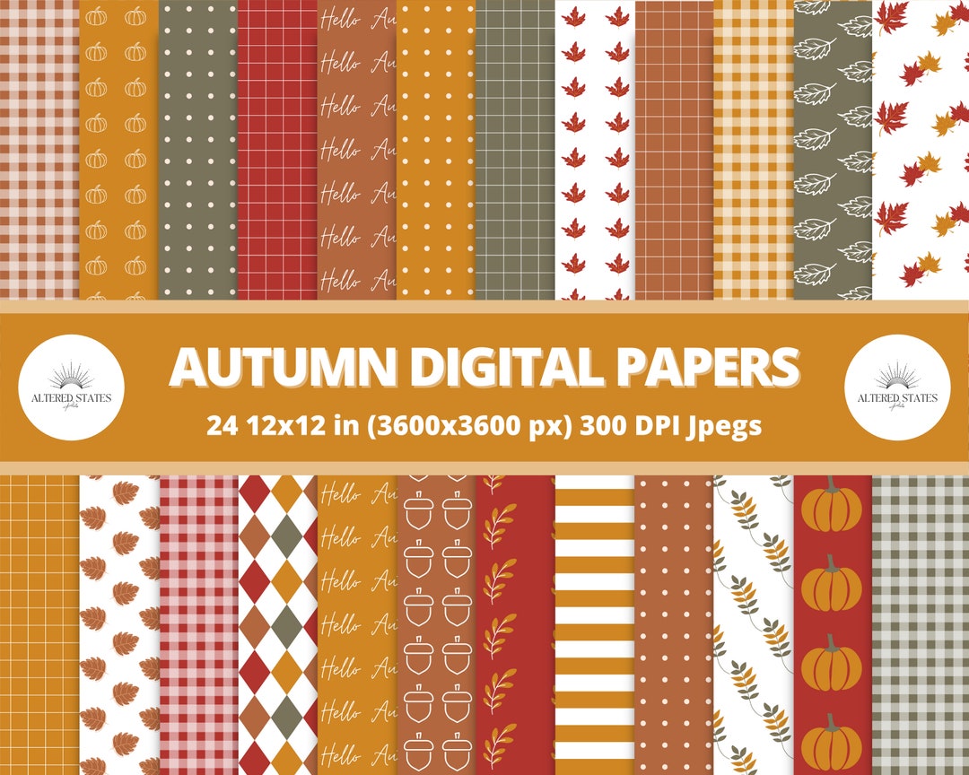 Autumn Digital Paper, Fall Digital Paper, Printable Scrapbook Papers ...