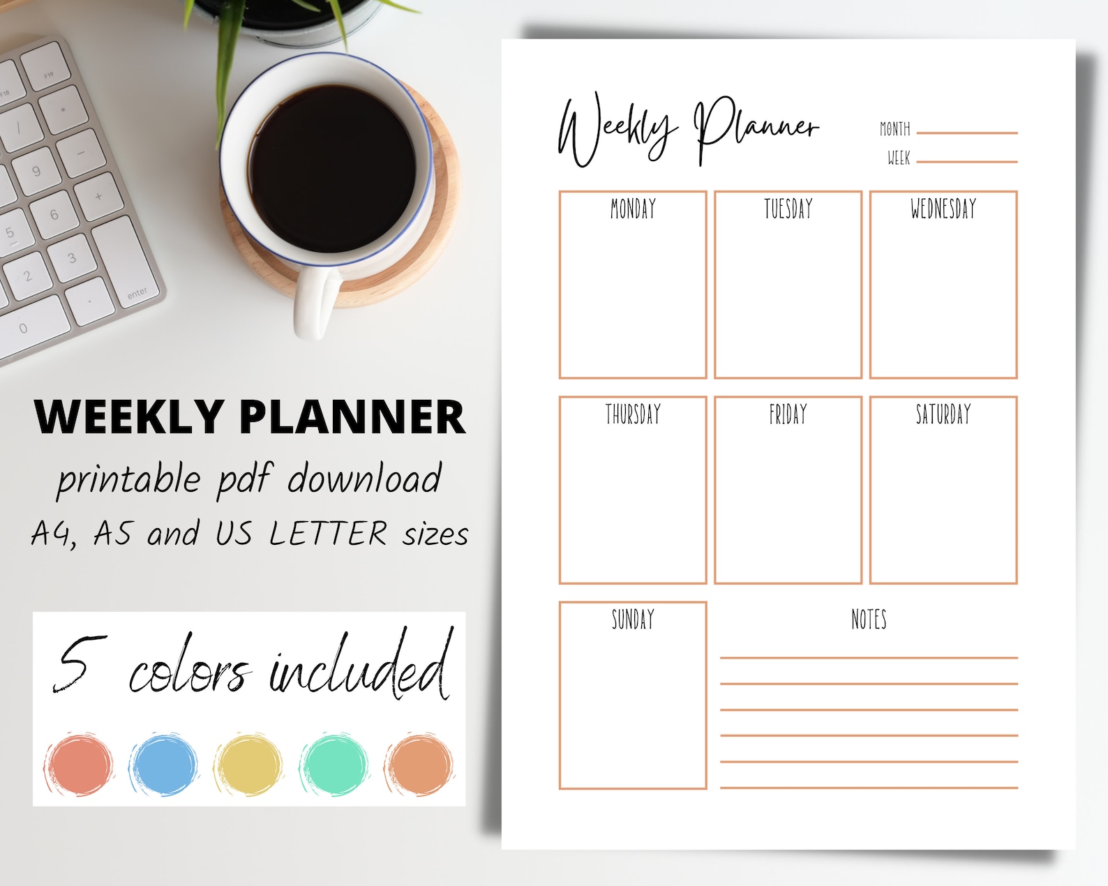 Week on One Page, Simple Weekly Planner, Printable Weekly to Do List ...