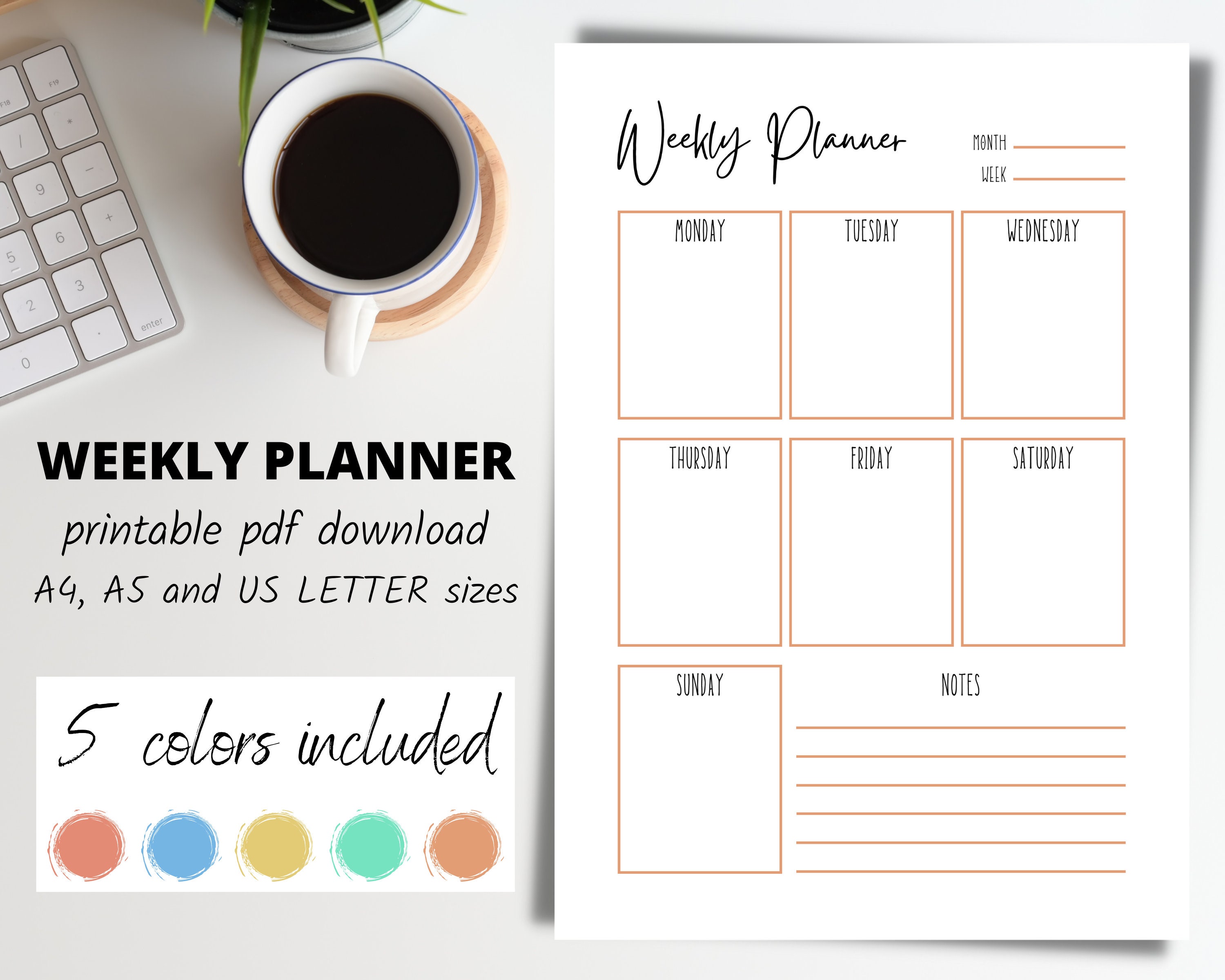 Week on One Page, Simple Weekly Planner, Printable Weekly to Do List ...