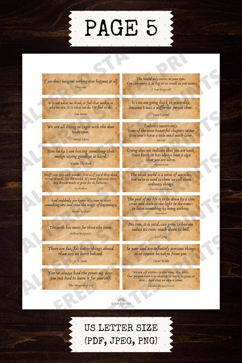 Vintage Junk Journal Quotes, Printable Sentiments, Aesthetic Journal ...