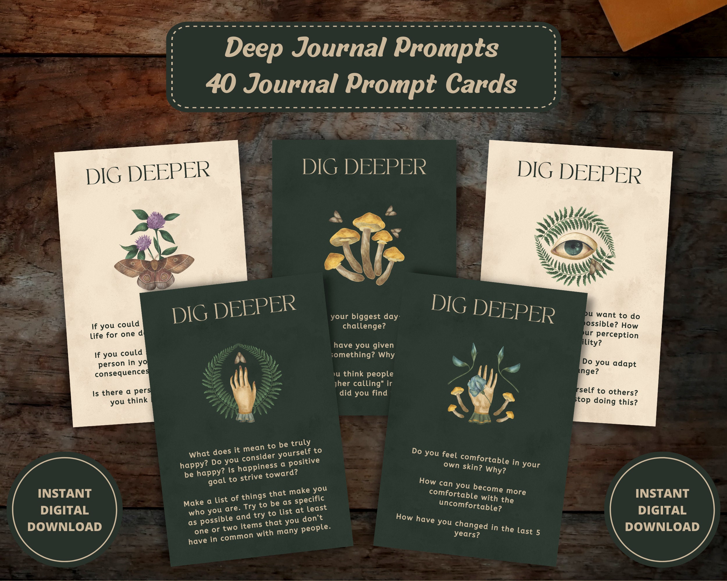 Journal Prompts, Journal Prompt Cards, Writing Prompts, Printable ...