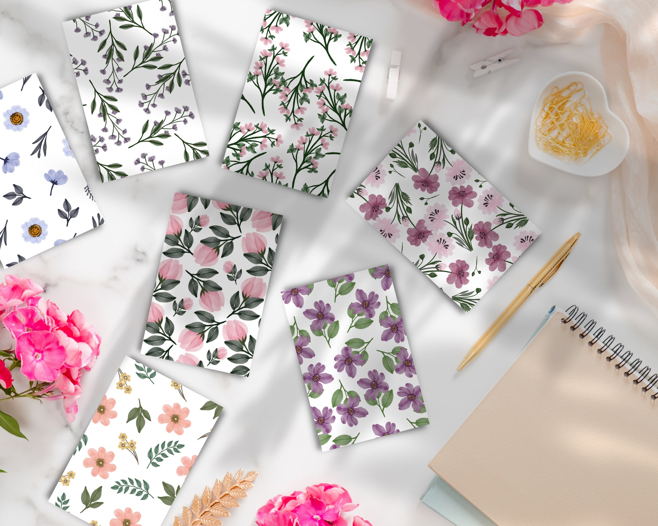 Watercolor Floral Pattern Dashboard Journal Cards Floral - Etsy