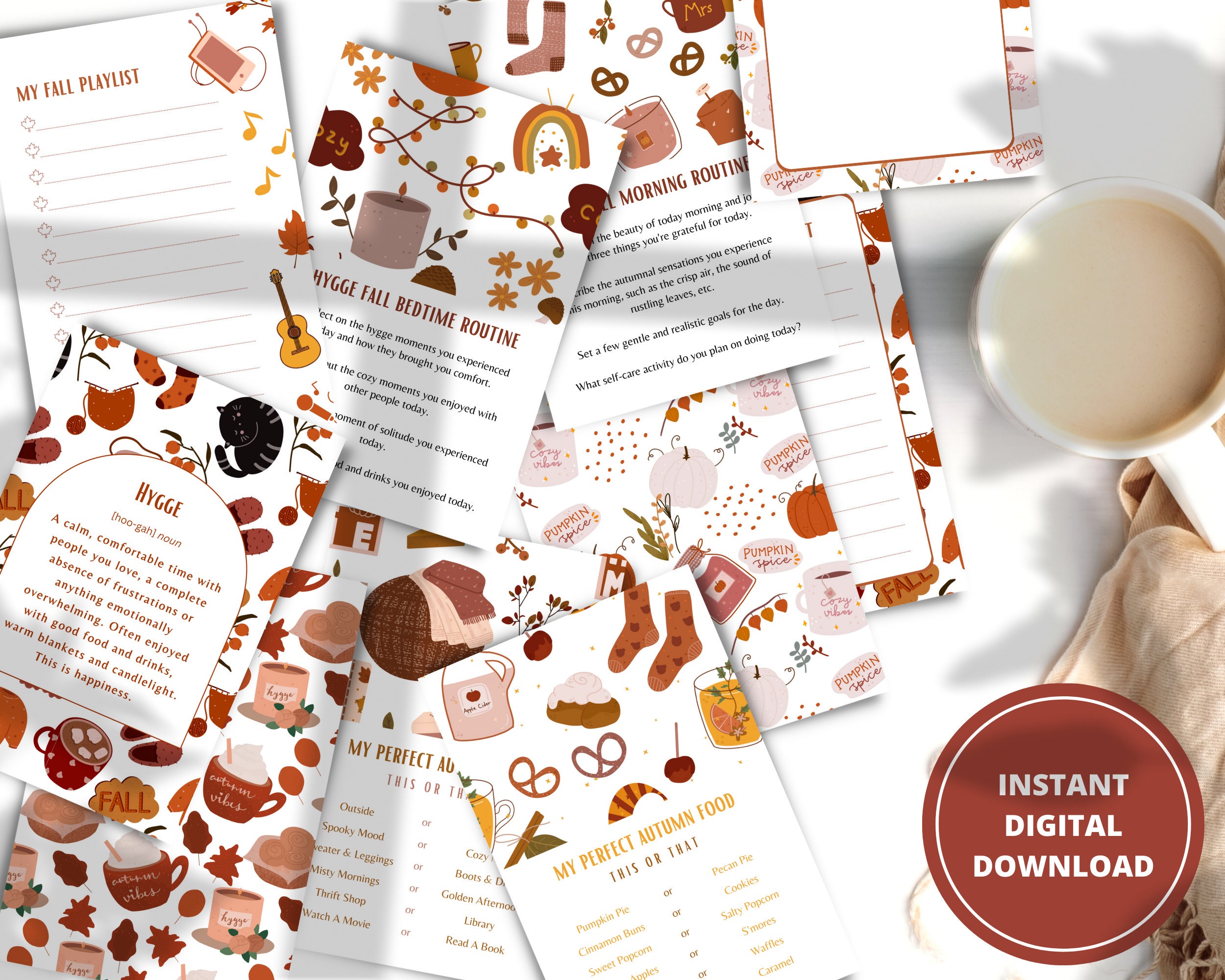 Hygge Fall Journal Kit Fall Aesthetic Journal Cards Writing - Etsy