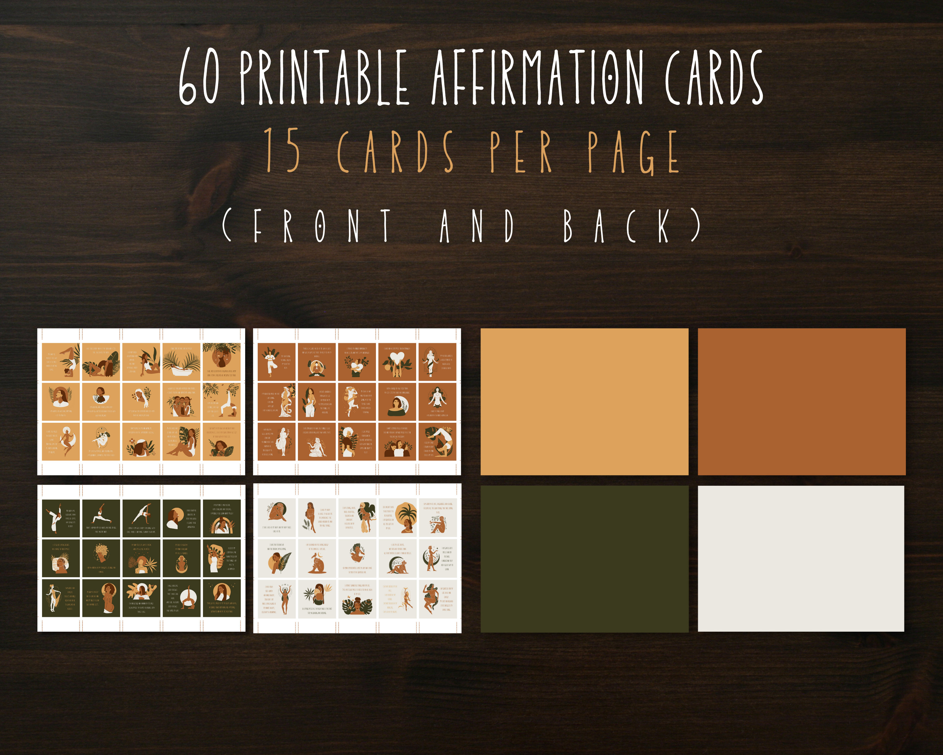60 Boho Affirmation Cards for Self Love & Body Positivity, Printable ...