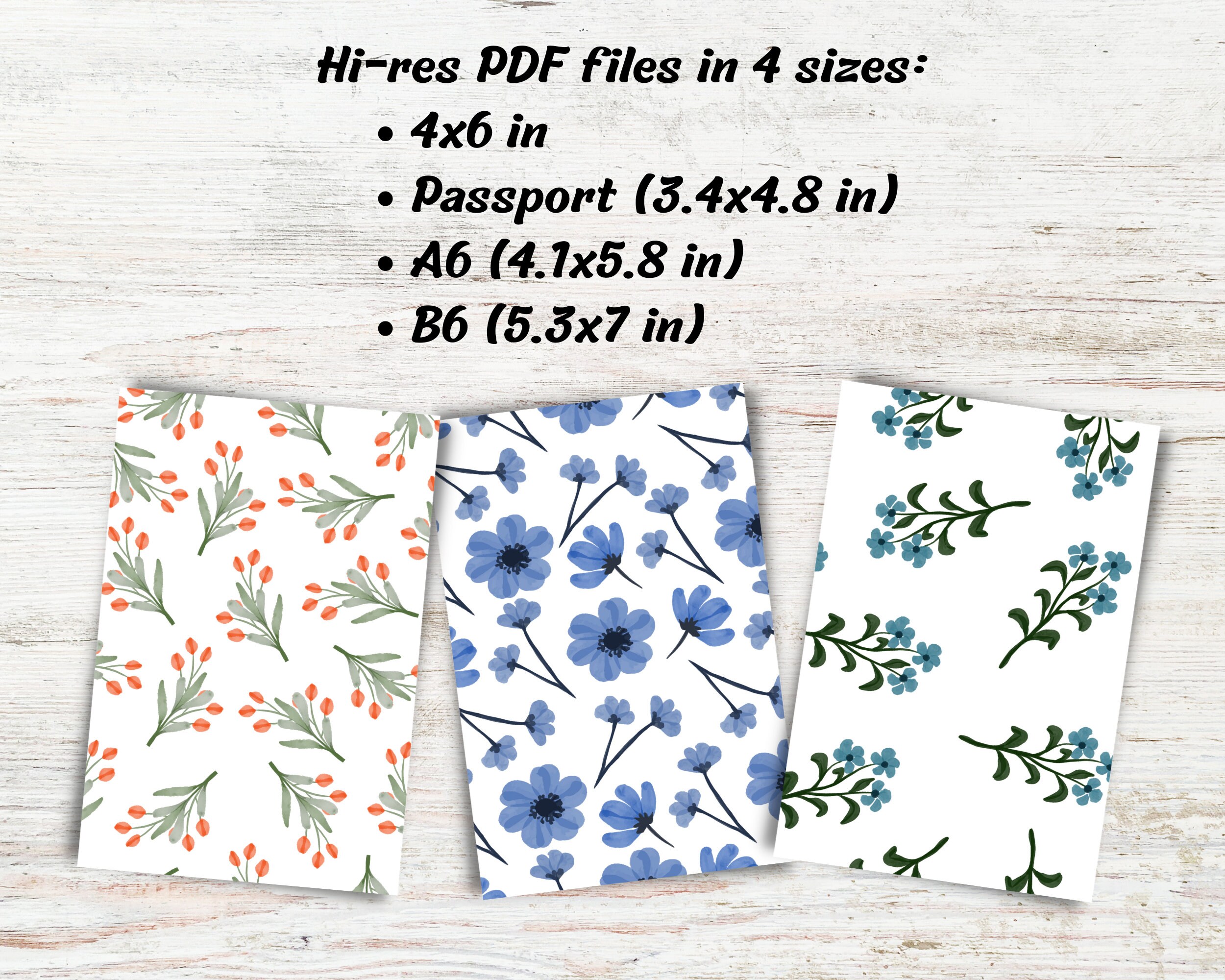 Watercolor Floral Pattern Dashboard Journal Cards Floral - Etsy