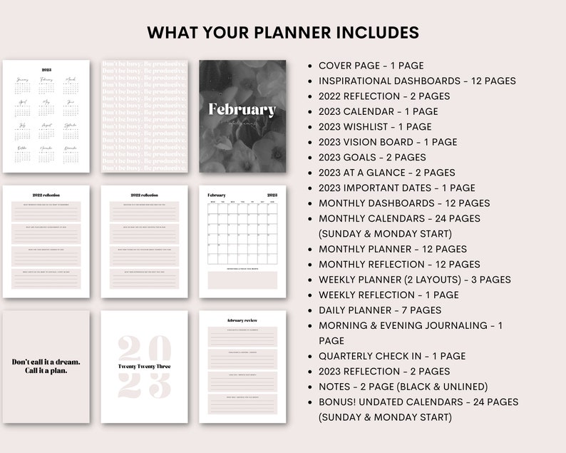 2023 Planner Printable, Yearly Planner 2023, 2023 Daily Planner, Weekly ...