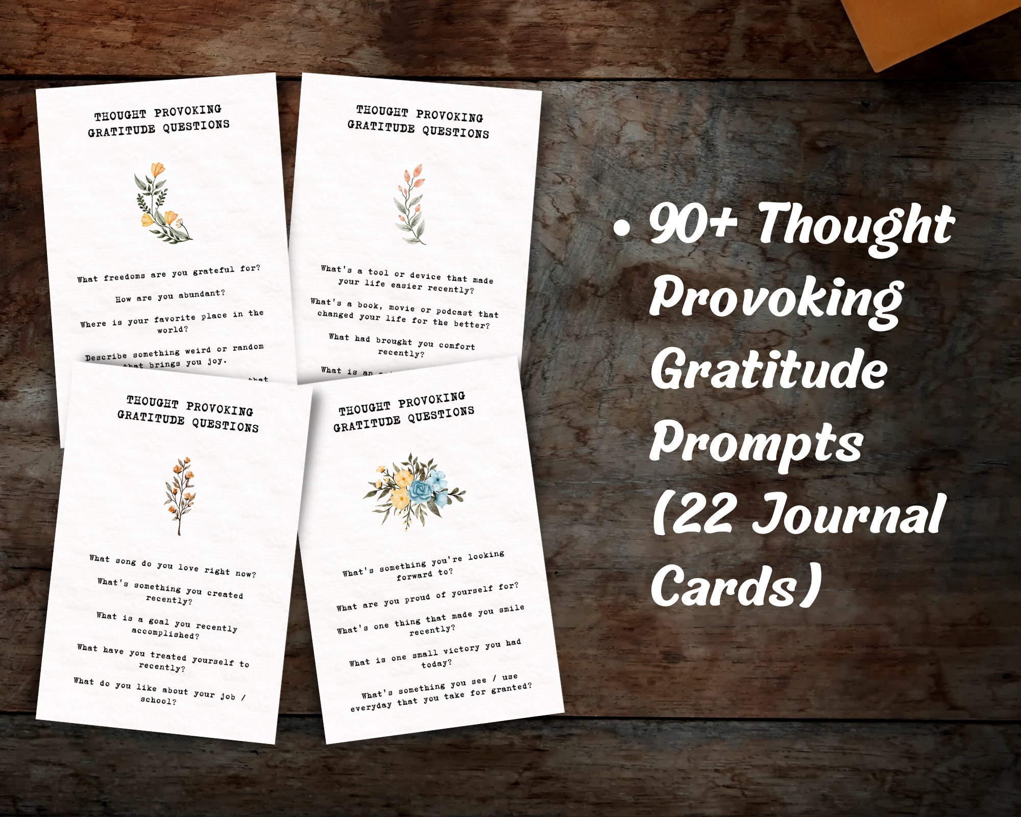 Gratitude Journal Cards, Journal Prompts, Journaling Prompts ...