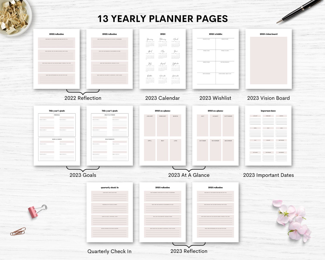 2023 Planner Printable, Yearly Planner 2023, 2023 Daily Planner, Weekly ...
