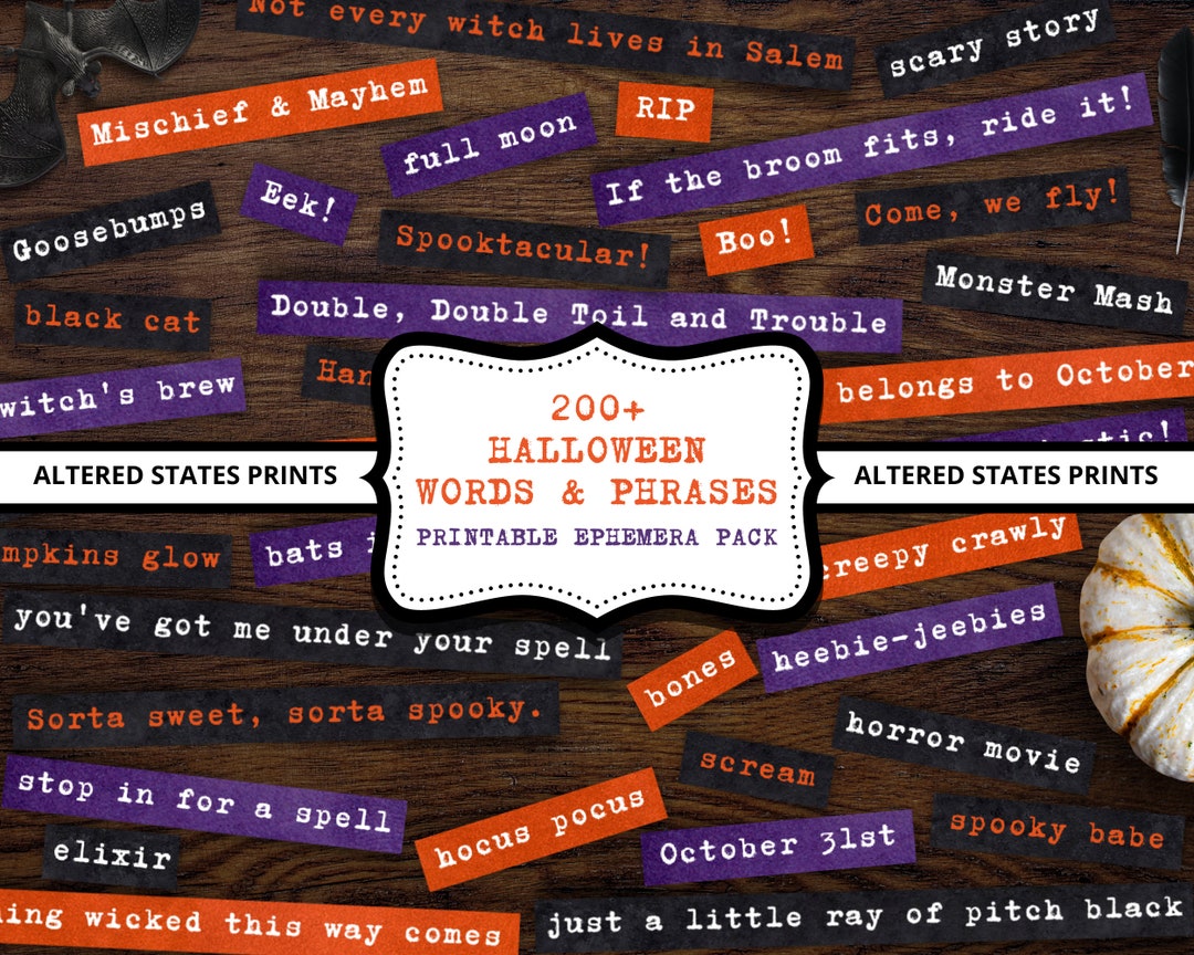 Halloween Words, Halloween Journal, Halloween Ephemera, Printable Words ...