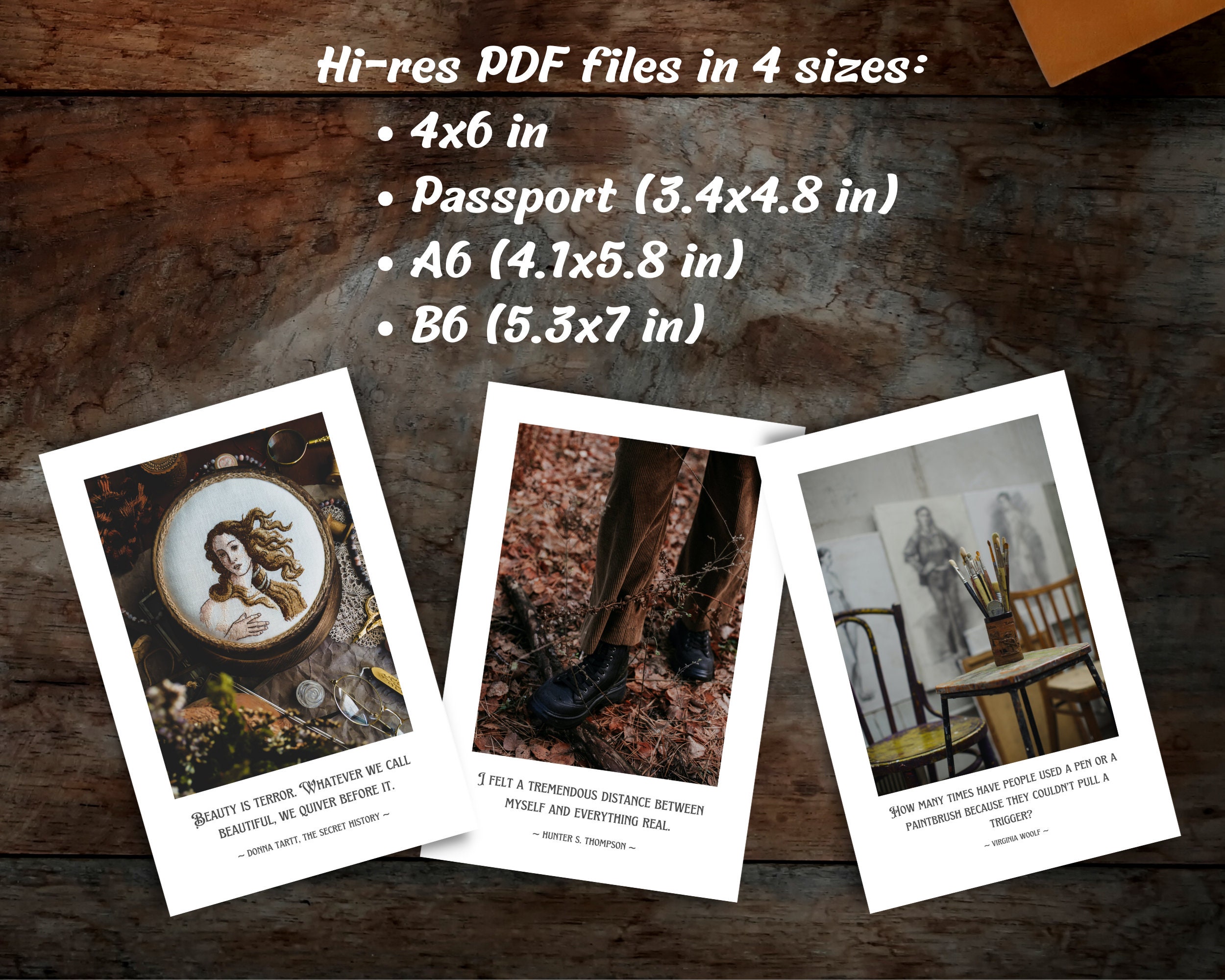 Dark Academia Aesthetic Journal Photo Cards, Darkacademia Gift, Digital ...