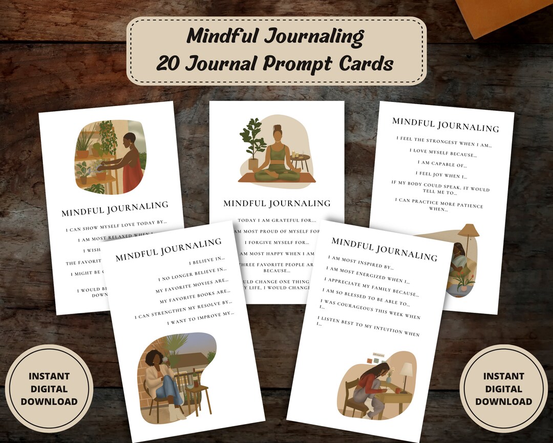 Mindfulness Journal Prompts, Mindfulness Cards, Self Care Printable ...