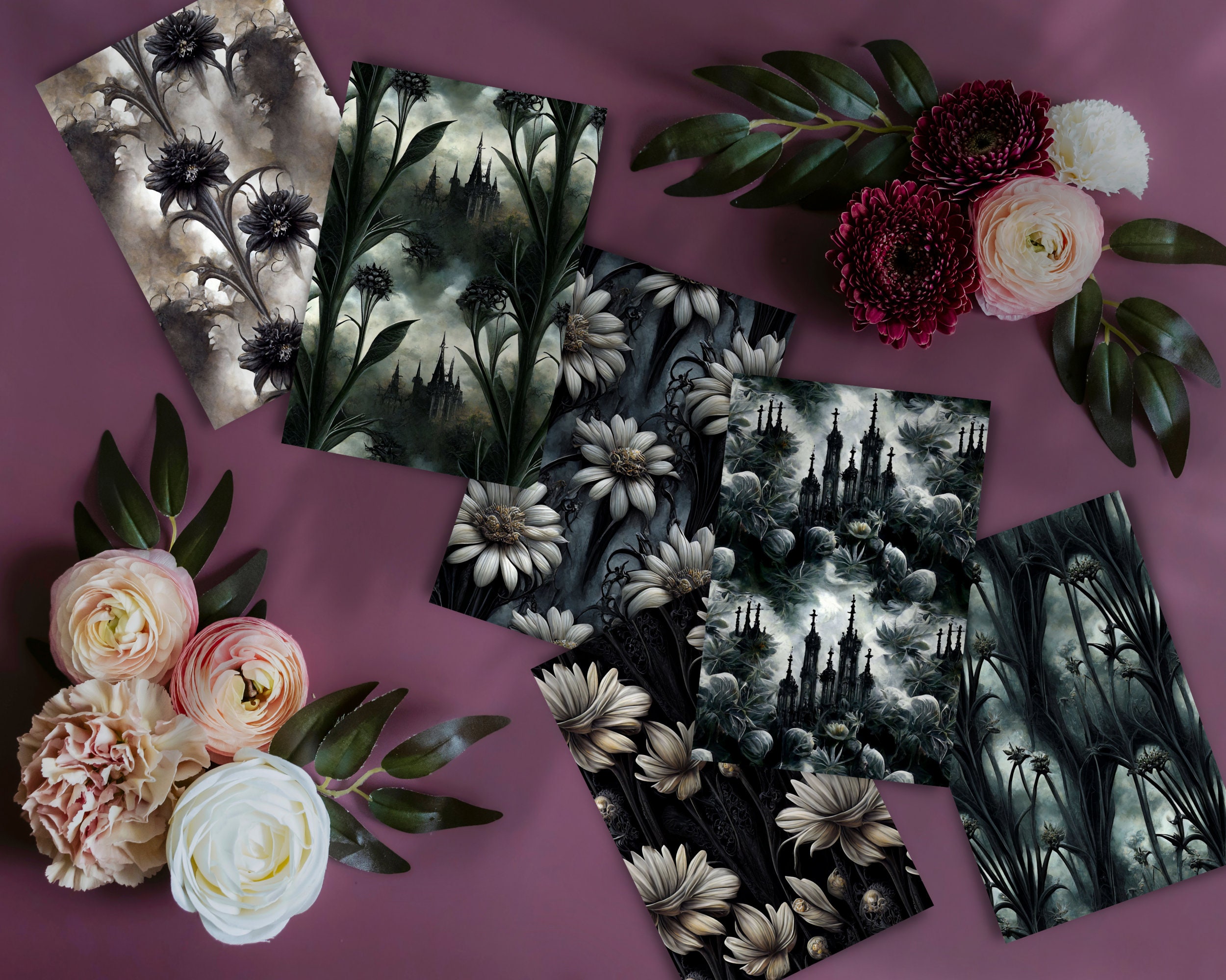 Gothic Journal Kit, Gothic Forest Floral Pattern Dashboards, Floral ...