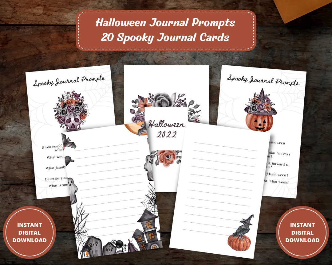 Halloween Journal Prompts, Horror Journal Prompt Cards , Spooky Planner ...
