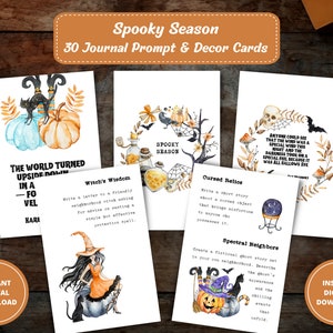 Spooky Season Journal Prompts, Halloween Journaling Cards, Horror ...