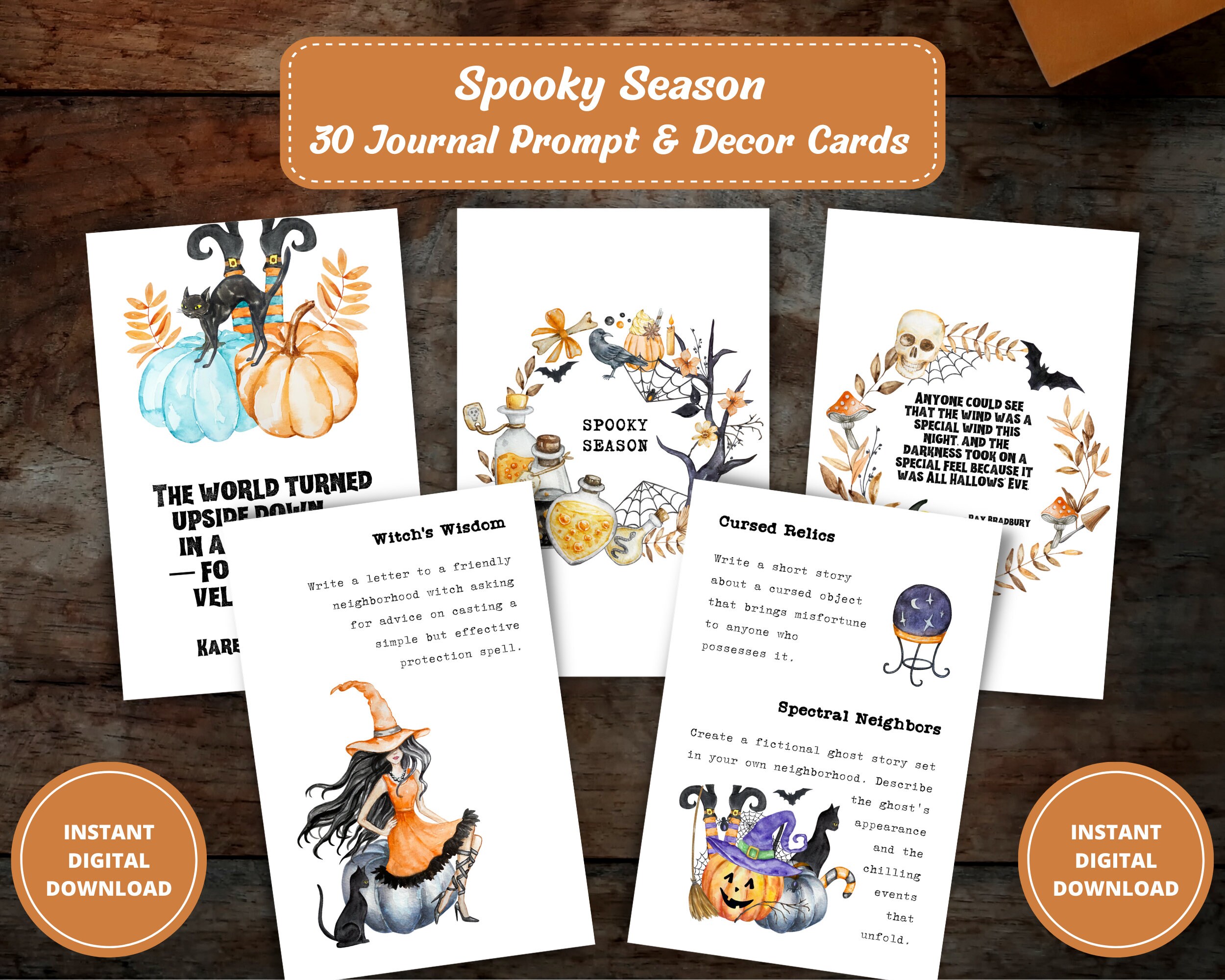 Spooky Season Journal Prompts Halloween Journaling Cards - Etsy
