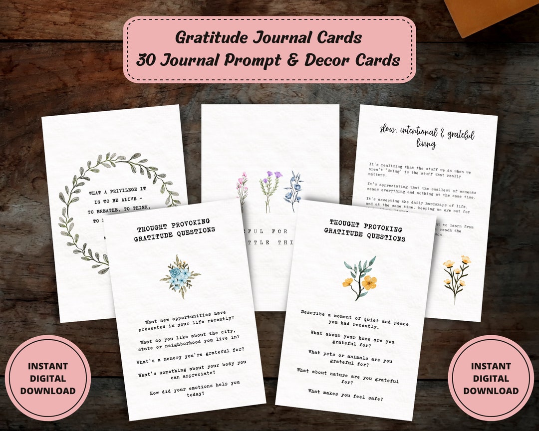 Gratitude Journal Cards, Journal Prompts, Journaling Prompts ...