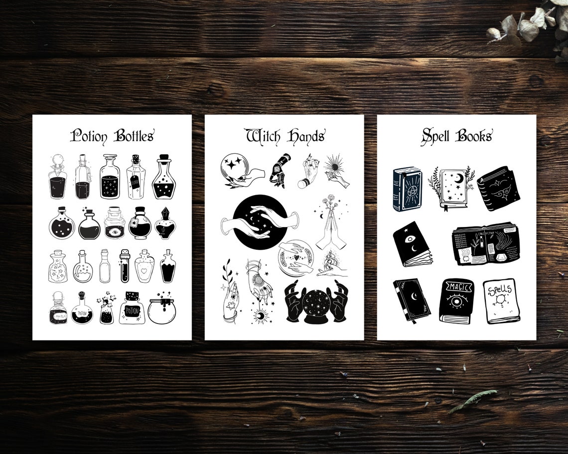 Witchy Planner Stickers Digital Bujo Printable Sticker - Etsy