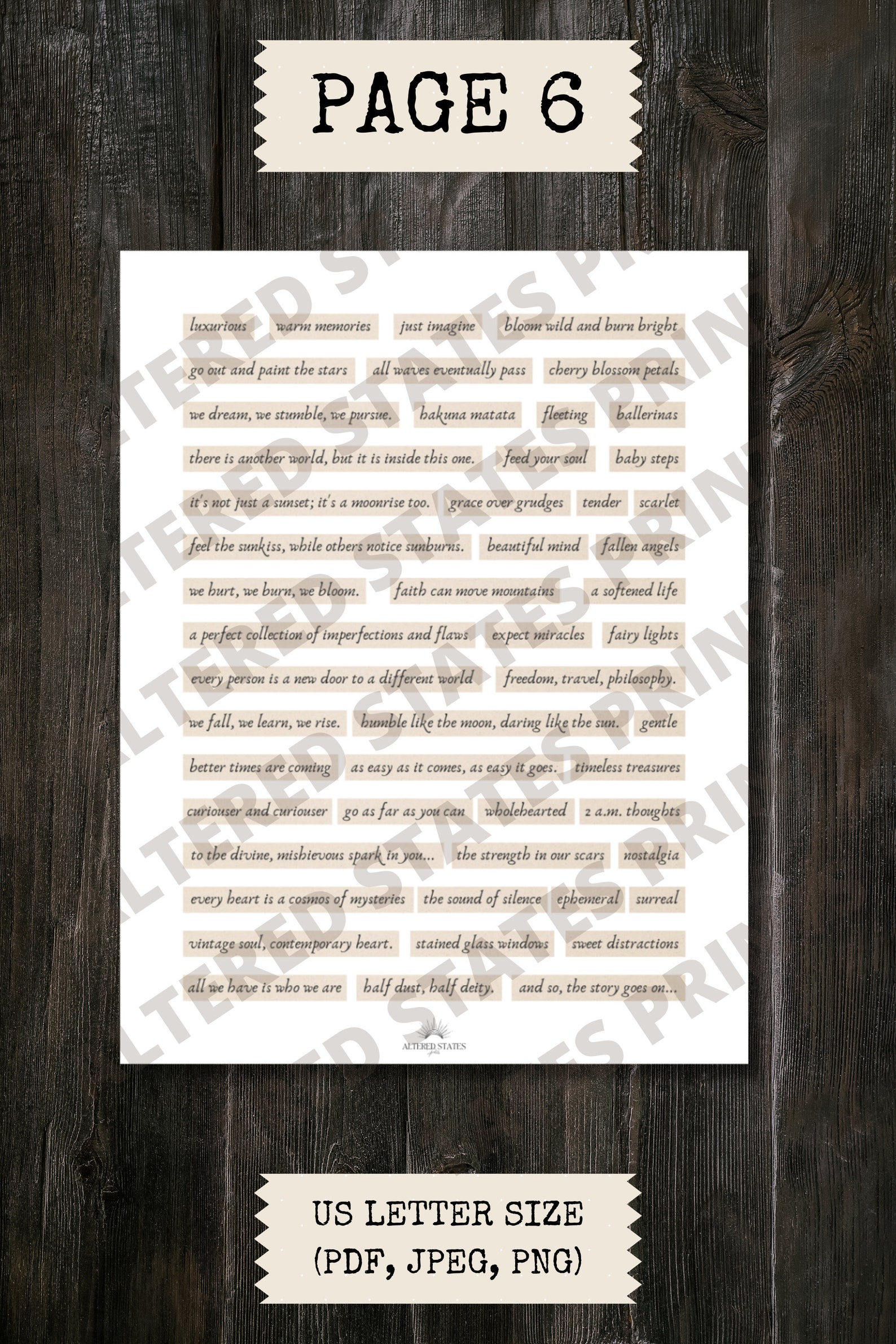Vintage Printable Junk Journaling Words Quotes, Pretty Aesthetic ...