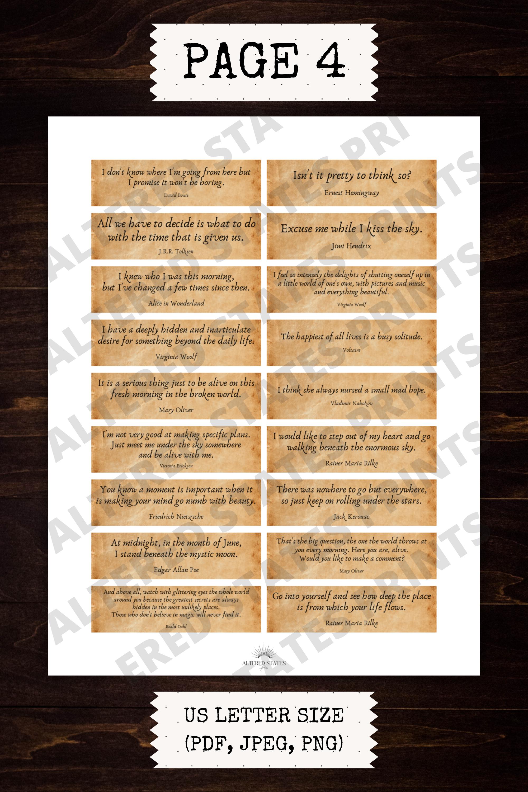 Vintage Junk Journal Quotes, Printable Sentiments, Aesthetic Journal ...