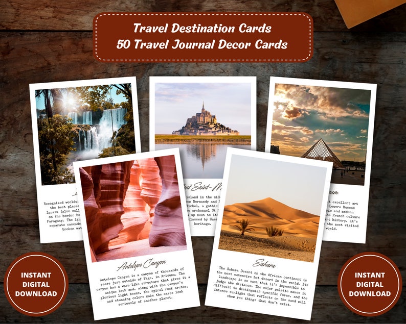 Travel Journal Cards, Travel Planner Cards, Travel Bucket List, Vision ...
