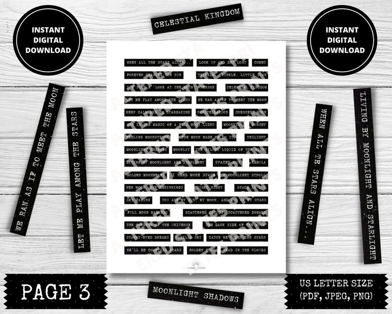 Celestial Journal Words, Celestial Aesthetic Printable Words, Printable ...
