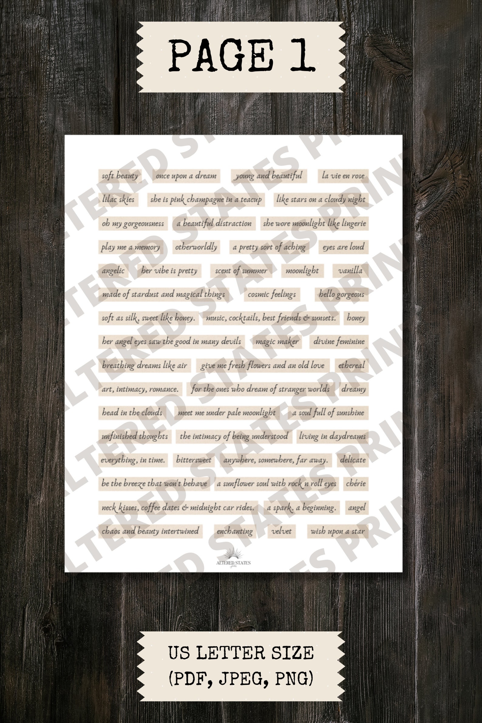 Vintage Printable Junk Journaling Words Quotes, Pretty Aesthetic ...