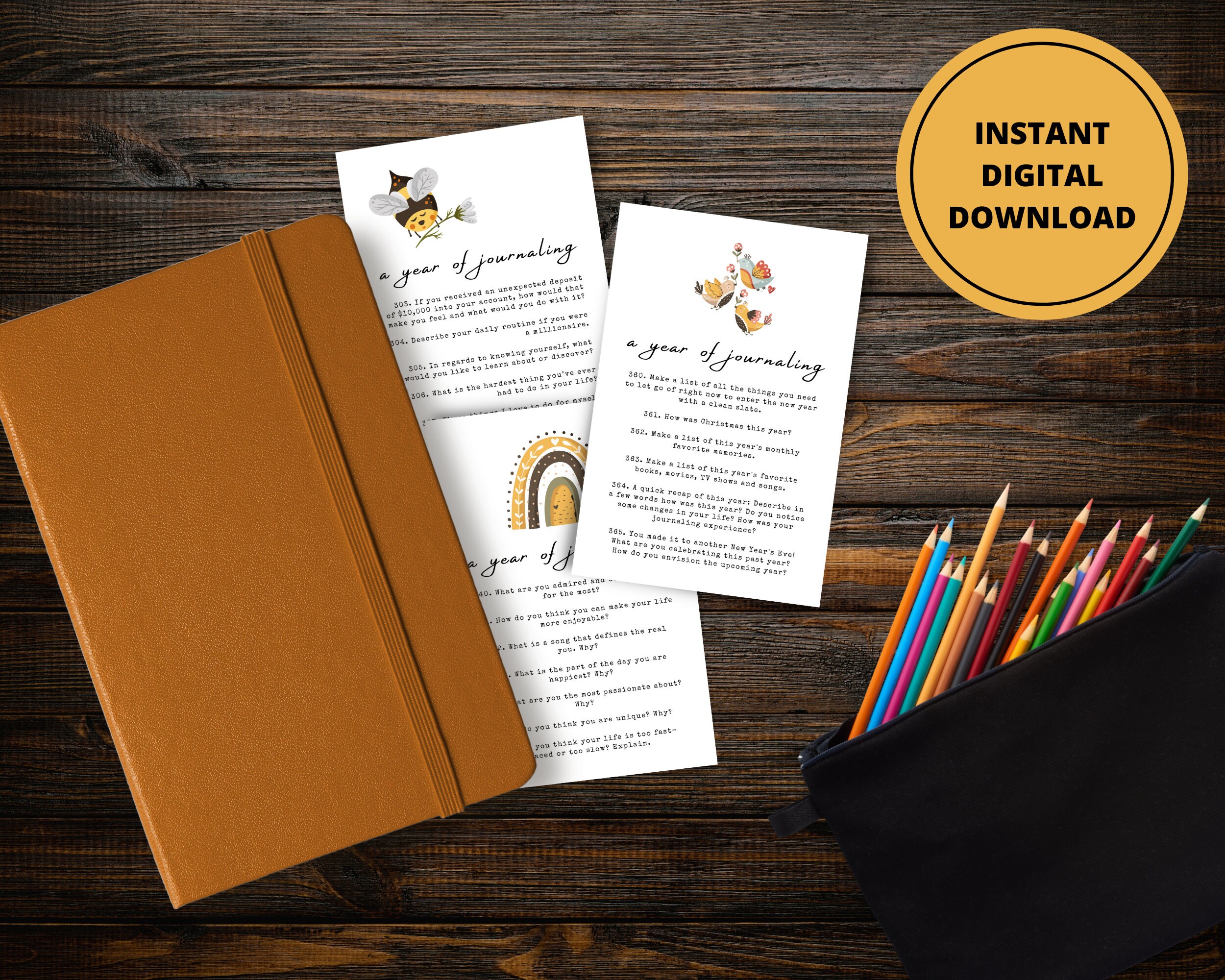 365 Journal Prompts, Journaling Prompts, Printable Bujo Kit, Journal ...