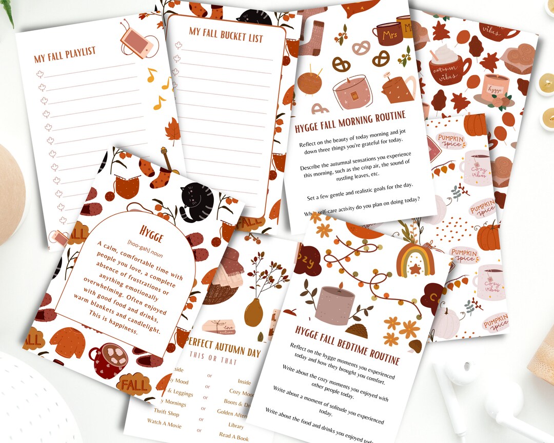Hygge Fall Journal Kit Fall Aesthetic Journal Cards Writing - Etsy