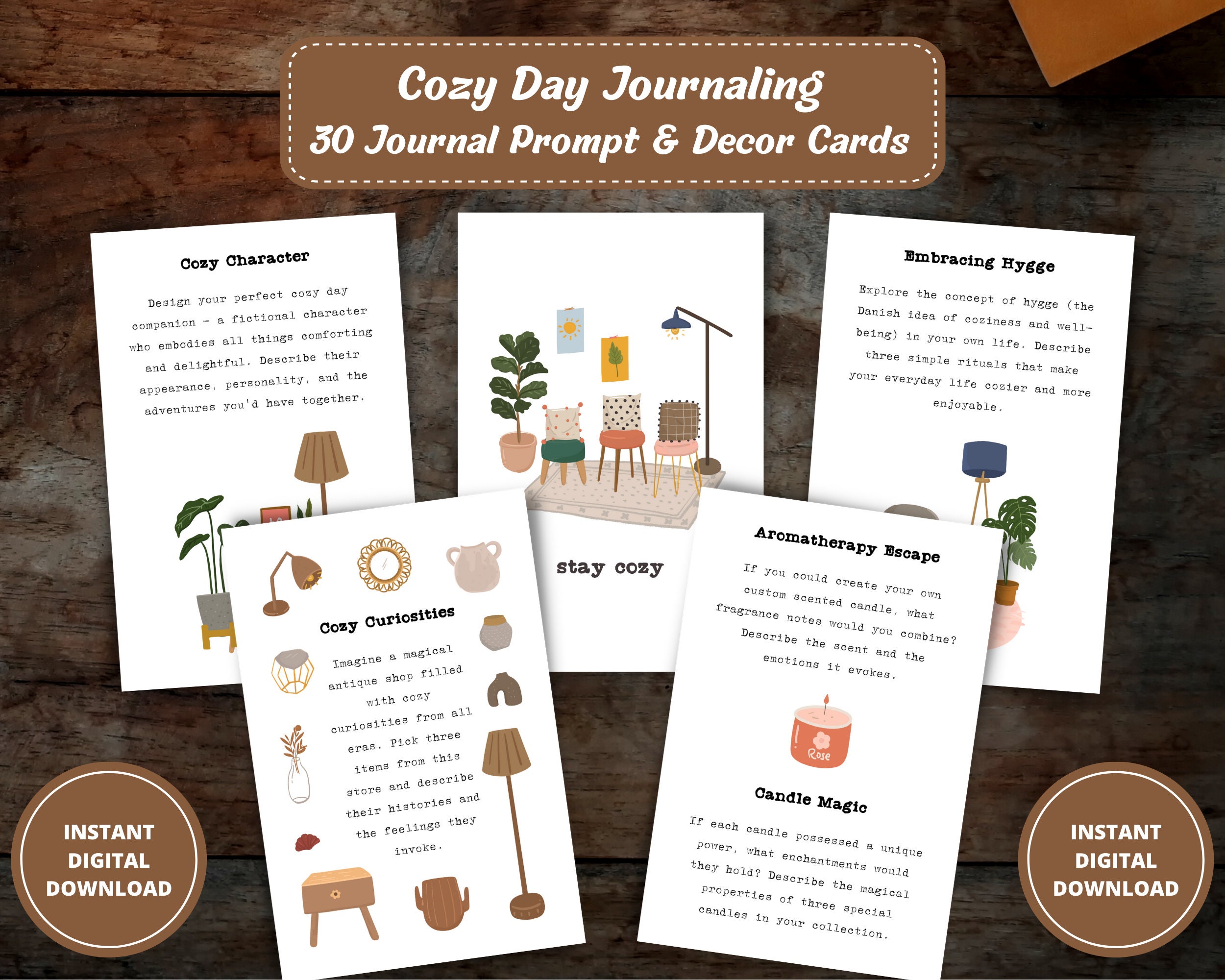 Cozy Day Journal Prompts, Journaling Prompts, Printable Journal Cards ...