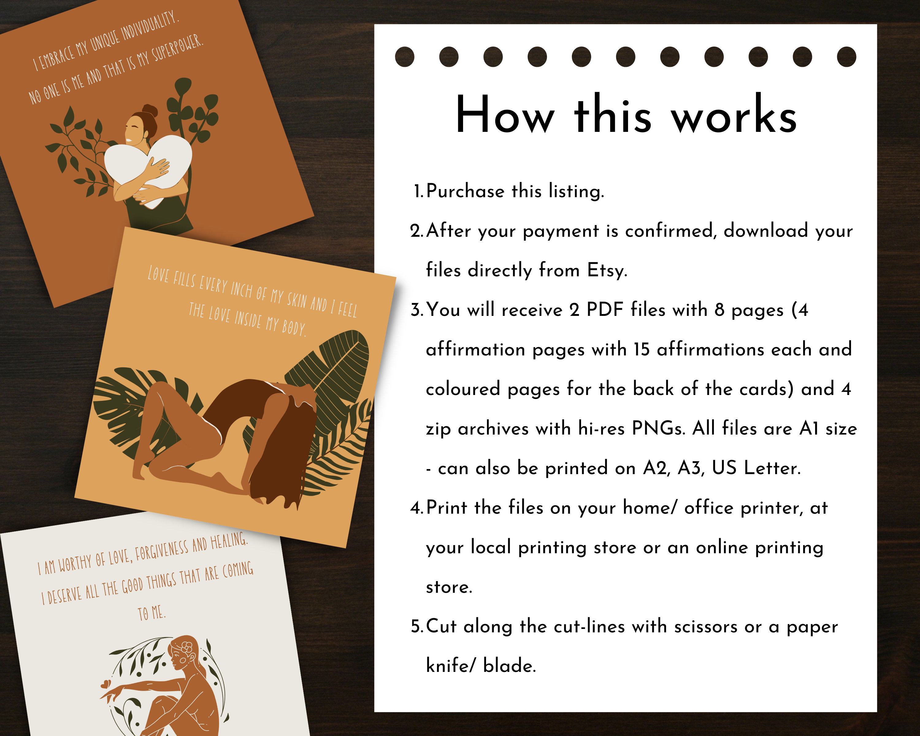 60 Boho Affirmation Cards for Self Love & Body Positivity, Printable ...