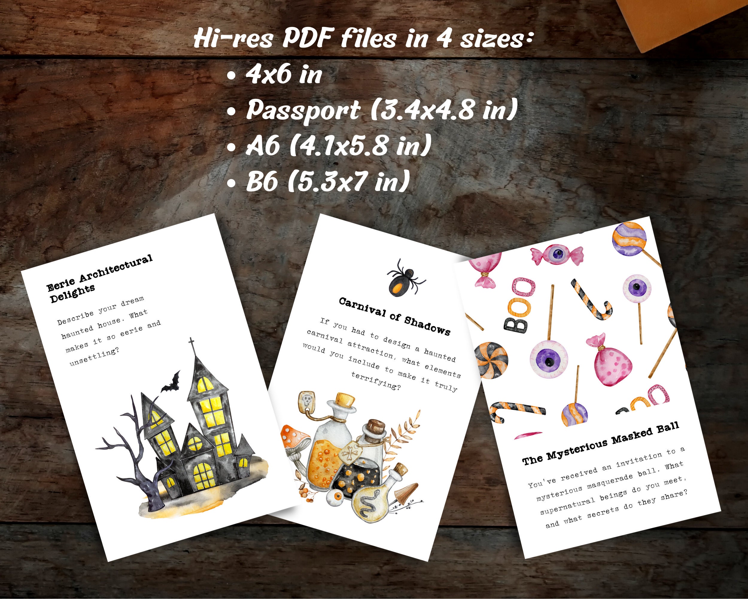 Spooky Season Journal Prompts, Halloween Journaling Cards, Horror ...